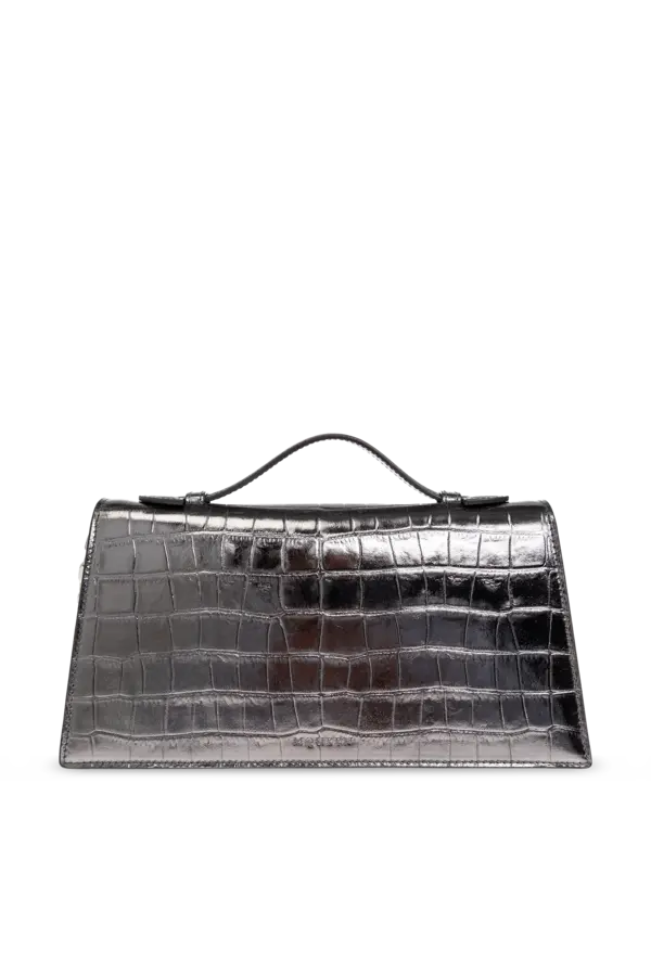 Alexander McQueen Skull Embellished Crocodile-effect Leather Bag