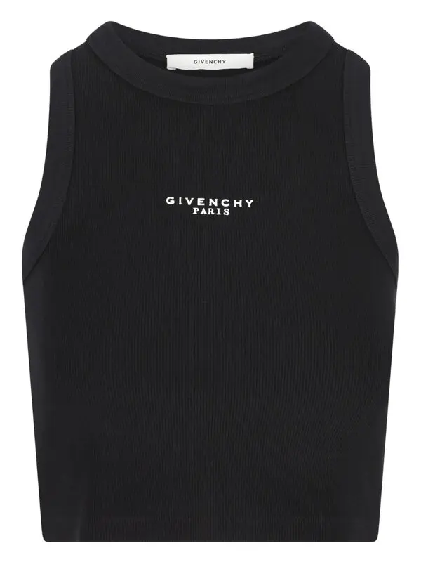 Givenchy Cotton Cropped Tank Top With Paris Print