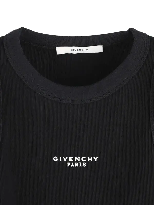 Givenchy Cotton Cropped Tank Top With Paris Print