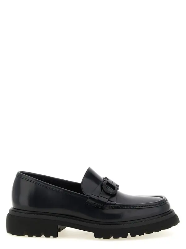 FERRAGAMO Cocoon Loafers With Gancini Detail - Black