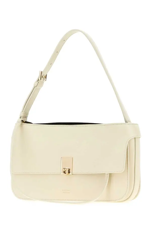 FERRAGAMO Salvatore Ivory Leather Cara Crossbody Bag - White