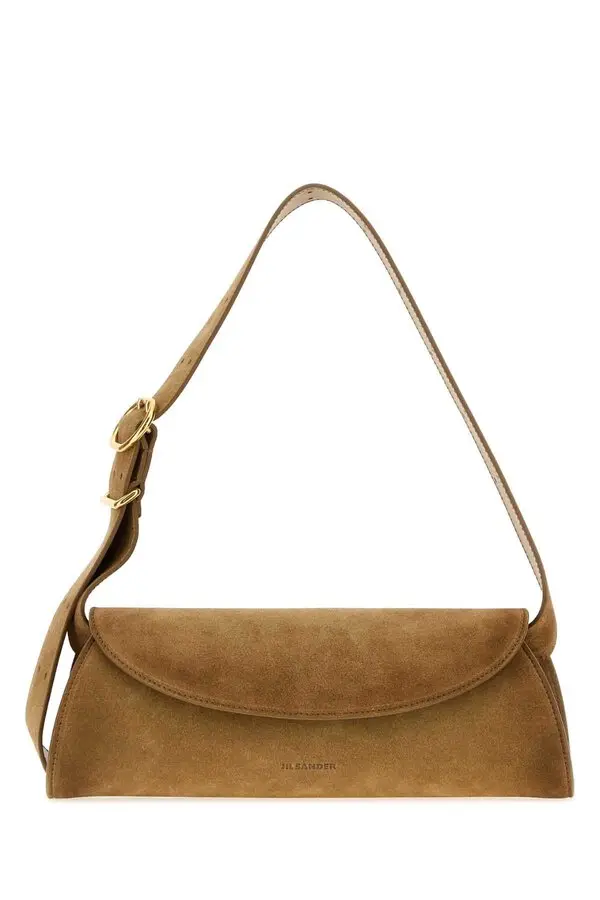 JIL SANDER Biscuit Suede Small Cannolo Crossbody Bag - Brown