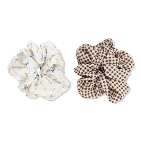 WET BRUSH X Hill House Bluebell Waltz And Brown Gingham Large Satin Scrunchies 2ct - One-color