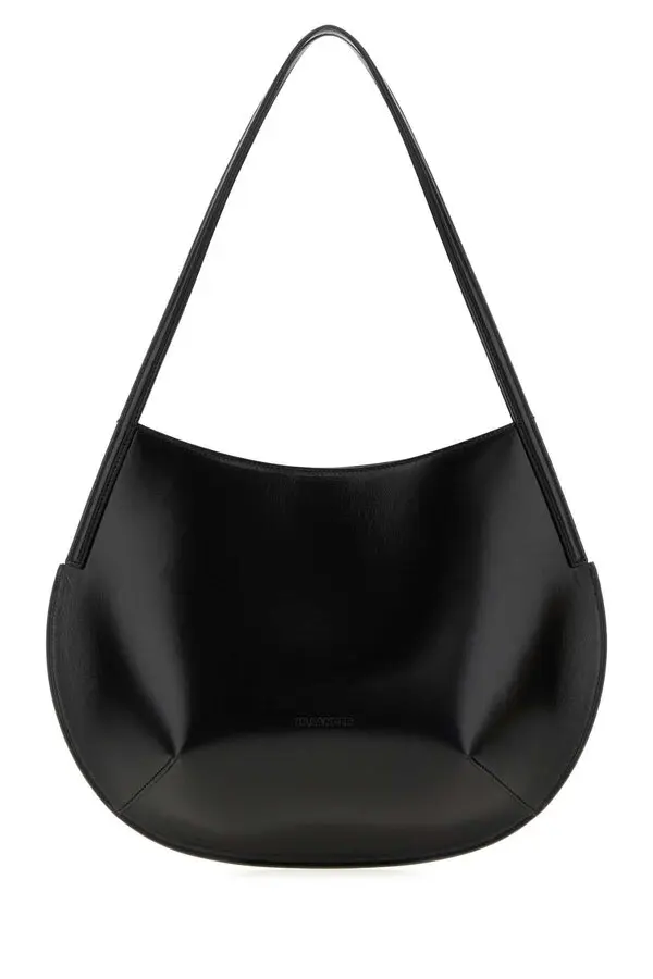 JIL SANDER Leather Kante Shoulder Bag - Black