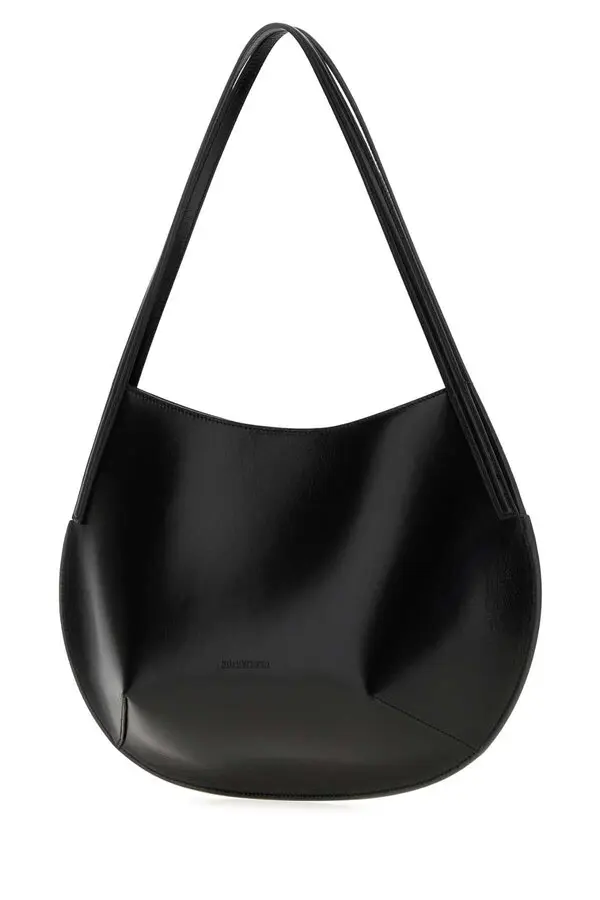 JIL SANDER Leather Kante Shoulder Bag - Black