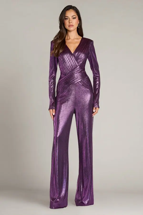 Tadashi Shoji Aderyn Metallic Jersey Jumpsuit - Violet