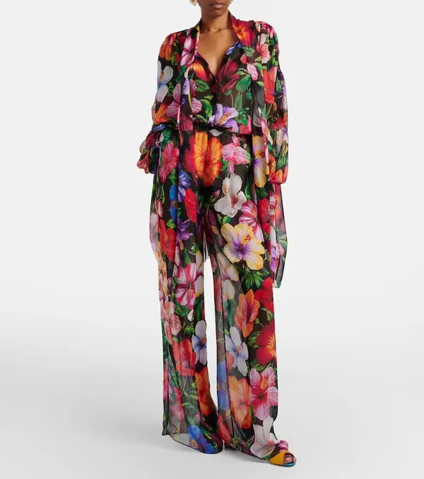 Dolce & Gabbana Floral Silk Chiffon Blouse