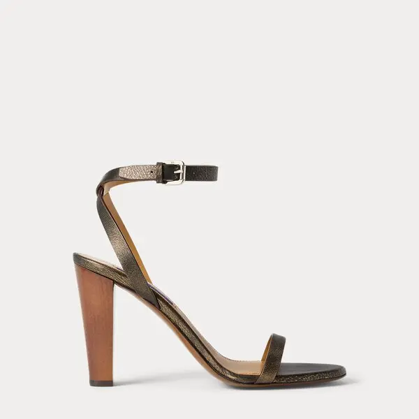 Ralph Lauren Graison 95 Mm Calfskin Sandal - Bronze