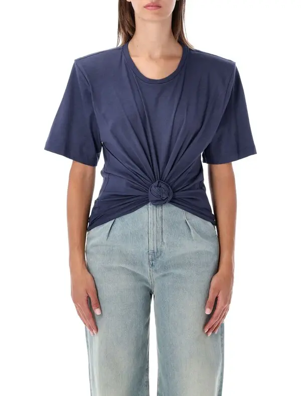 Magda Butrym Knotted Front Short Sleeve T-shirt - Blu
