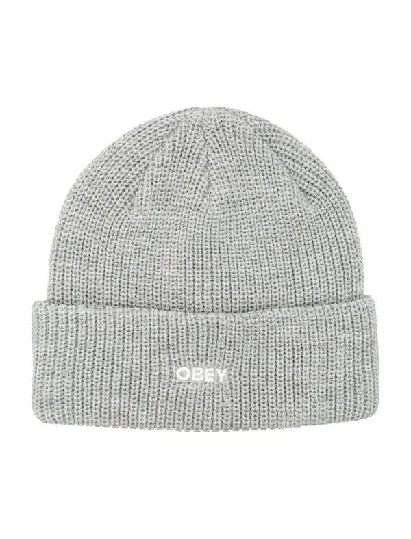 Obey Rib-knit Mini Beanie With Embroidered Logo - Grigio