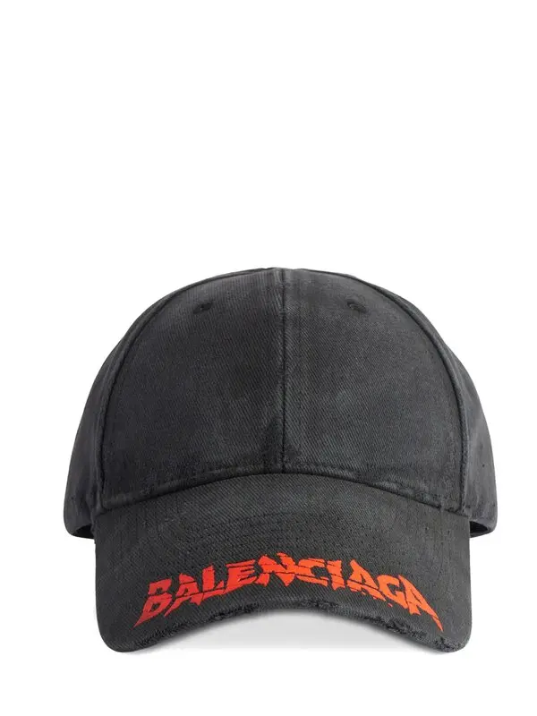 Balenciaga Graphic Embroidered Baseball Cap - Black