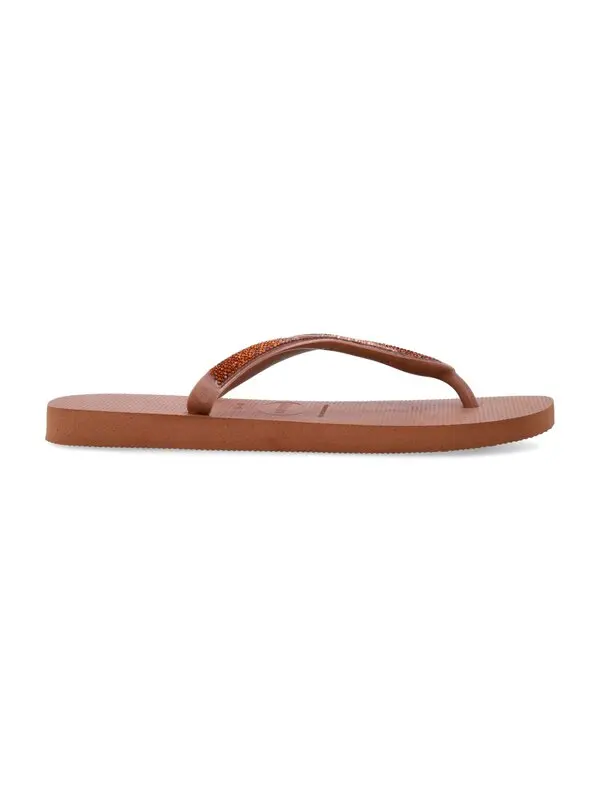 Havaianas Mini Crystal-embellished Flip Flops With Metallic Logo