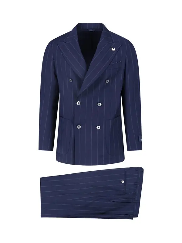 TOMBOLINI Double-breasted Pinstripe Suit - Blue