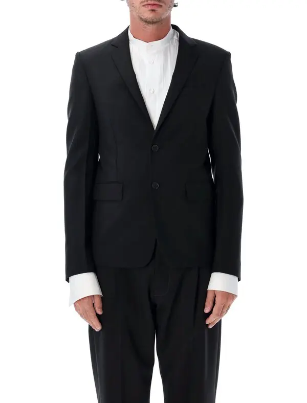 Fendi Moha Ir Single-breasted Slim-fit Blazer With Removable Internal Strap And Contrast Cuff Embroidery - Nero