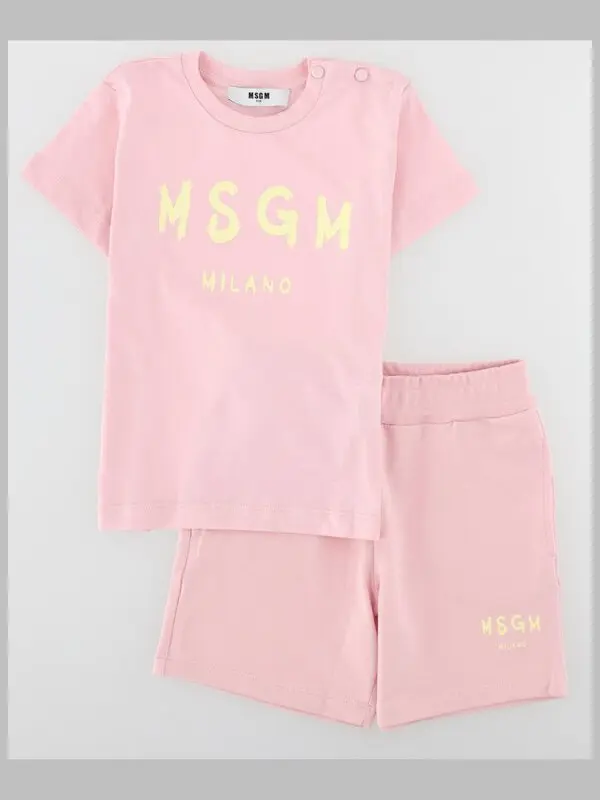 MSGM Baby T-shirt And Stretch Fleece Bermuda Set