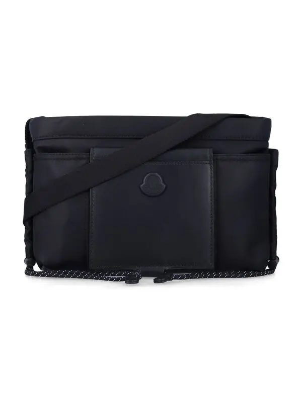 Moncler Mini Kenton Nylon Crossbody Bag With Leather Trim - Nero