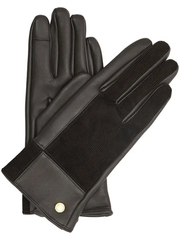 Barbour Leather Gloves With Ribbed Detail