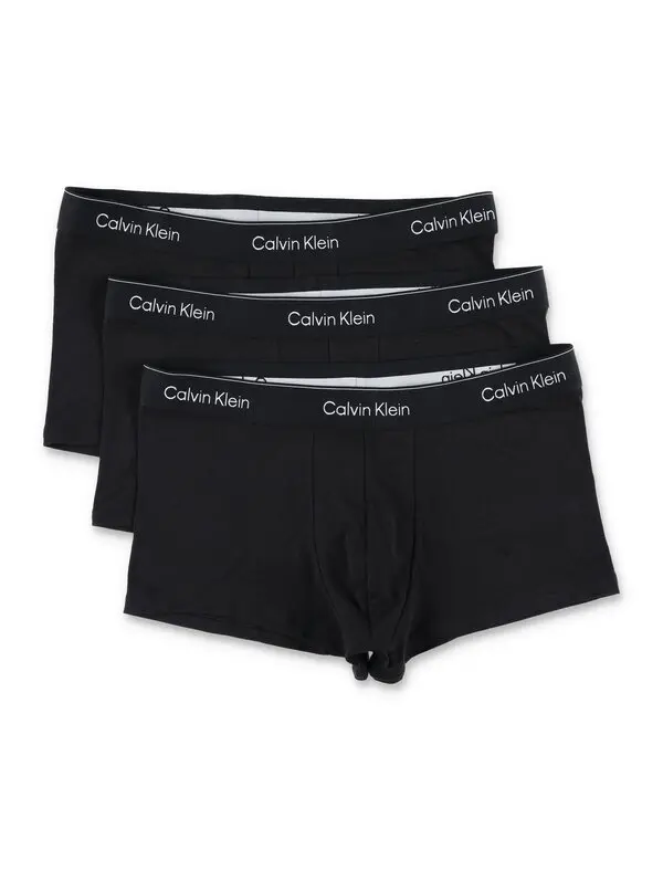 Calvin Klein Low-rise Cotton Blend Trunks 3-pack With Signature Elastic Waistband - Nero