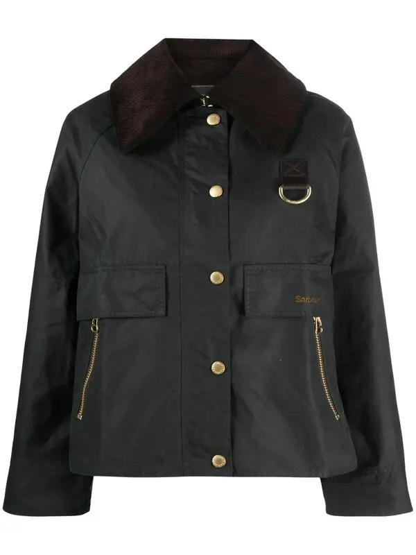 Barbour Waxed Cotton Corduroy Collar Short Jacket - Navy