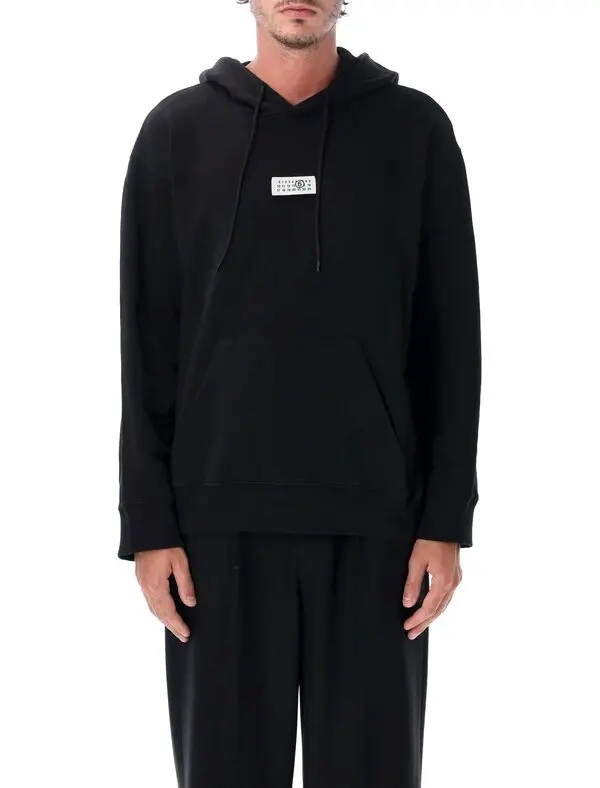 MAISON MARGIELA Cotton Pullover Hoodie With Logo Patch - Nero