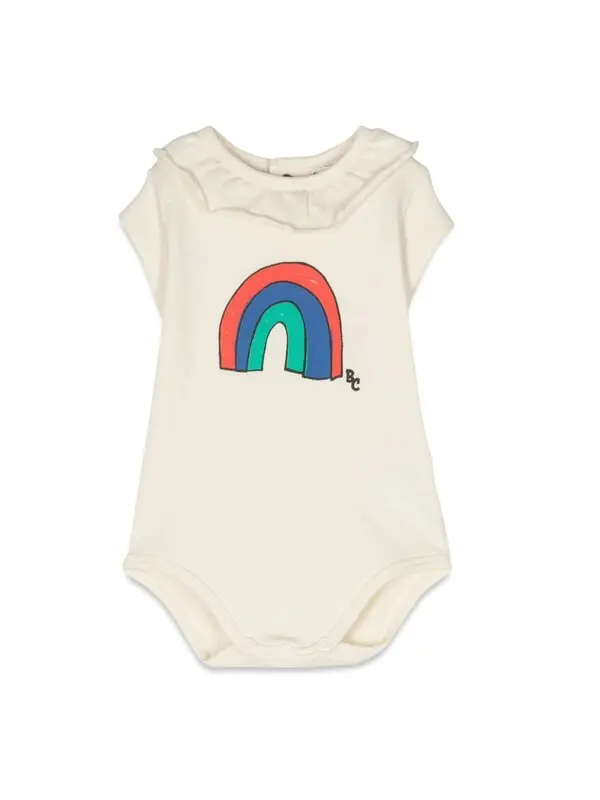 BOBO CHOSES Baby Bodysuit With Rainbow Print And Ruffle Collar