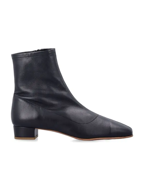 By Far Leather Ankle Boots With Block Heel - Nero