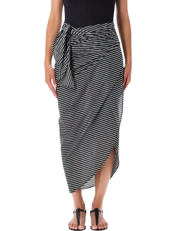 THE FRANKIE SHOP Wrap Tie Waist Midi Skirt - Nero