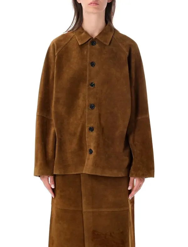 Studio Nicholson Suede Button-front Shirt Jacket - Beige