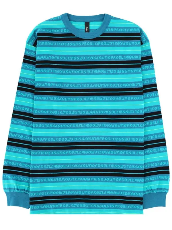 NO PROBLEMO Striped Jacquard T-shirt - Azure