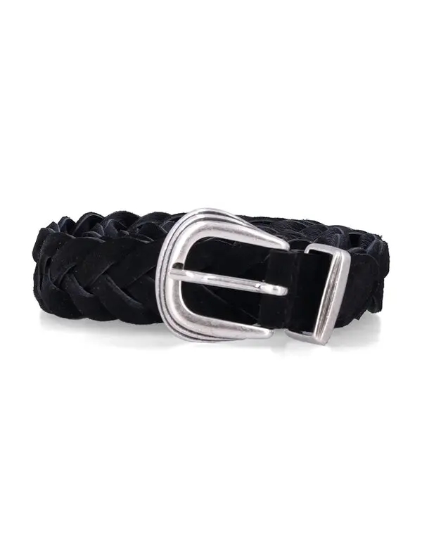 MANCINI 1979 Braided Leather Belt With Silver-tone Buckle