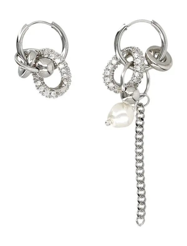 JUSTINE CLENQUET Mixed Charm Hoop Earrings - Argento