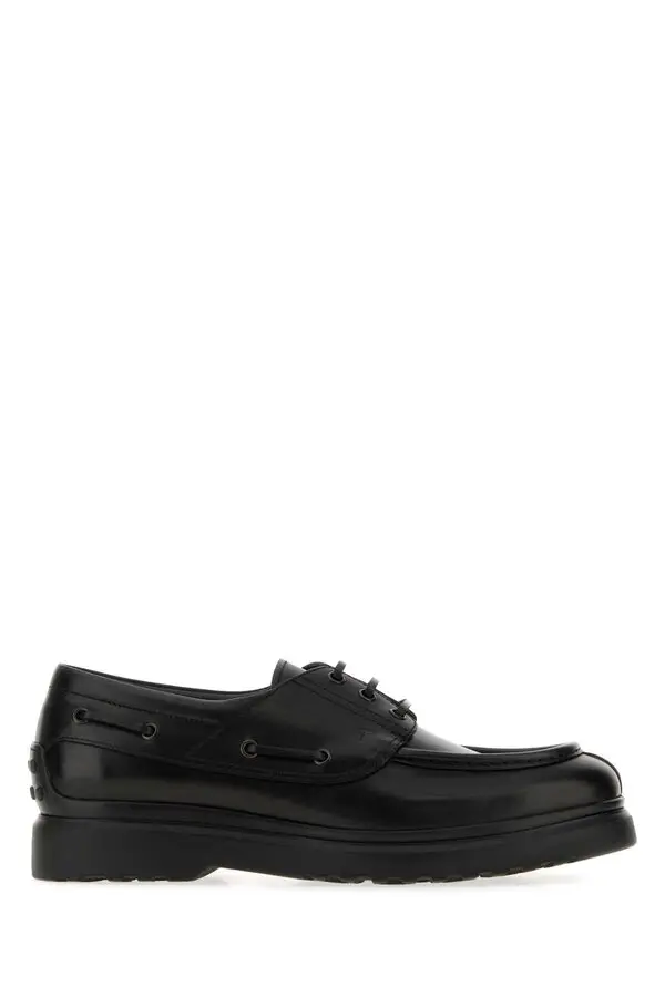 TOD`S Leather Loafers With Lace-up Detail - Black
