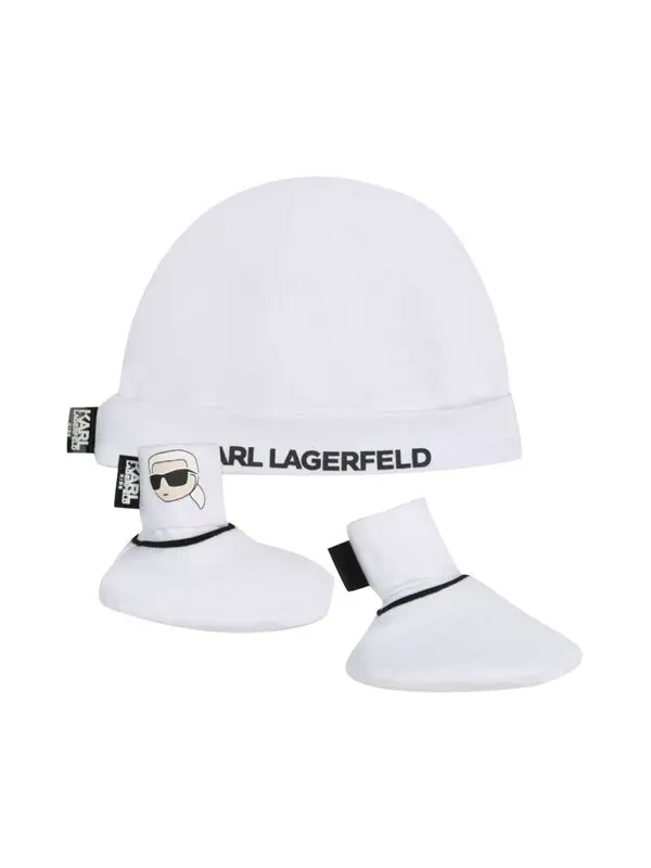 Karl Lagerfeld Mini Bonnet And Slippers Set - White