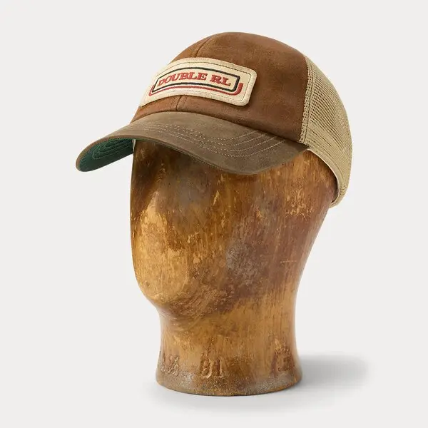 Ralph Lauren Logo-patch Suede Trucker Cap - Dark Beech
