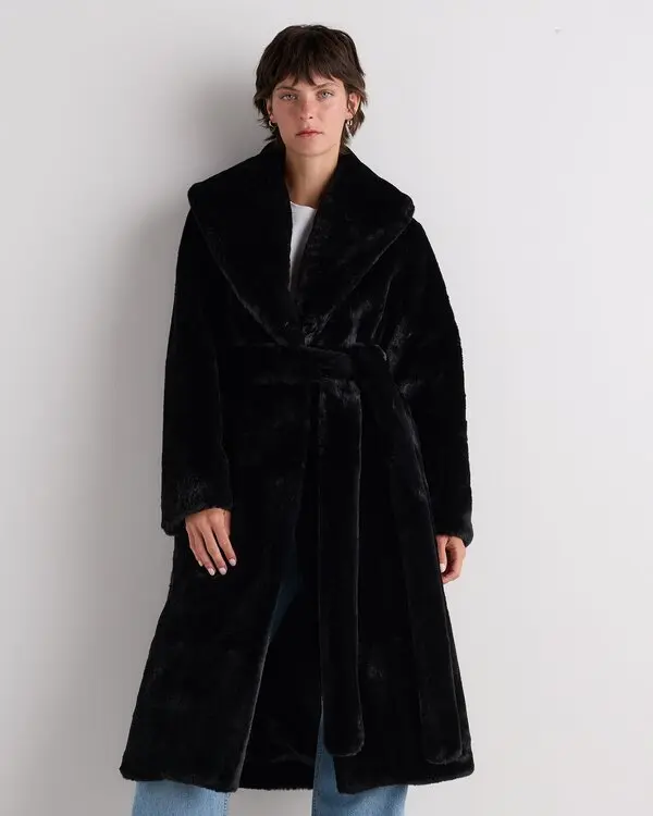 Quince Faux Fur Maxi Wrap Coat