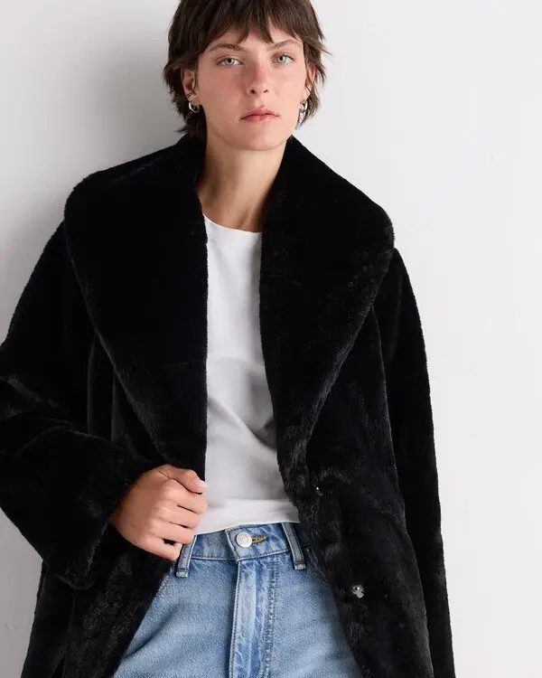 Quince Faux Fur Maxi Wrap Coat