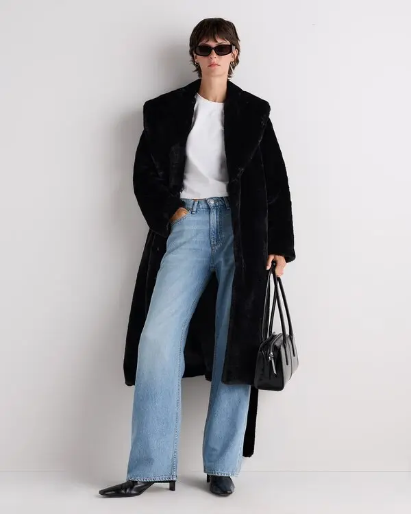 Quince Faux Fur Maxi Wrap Coat