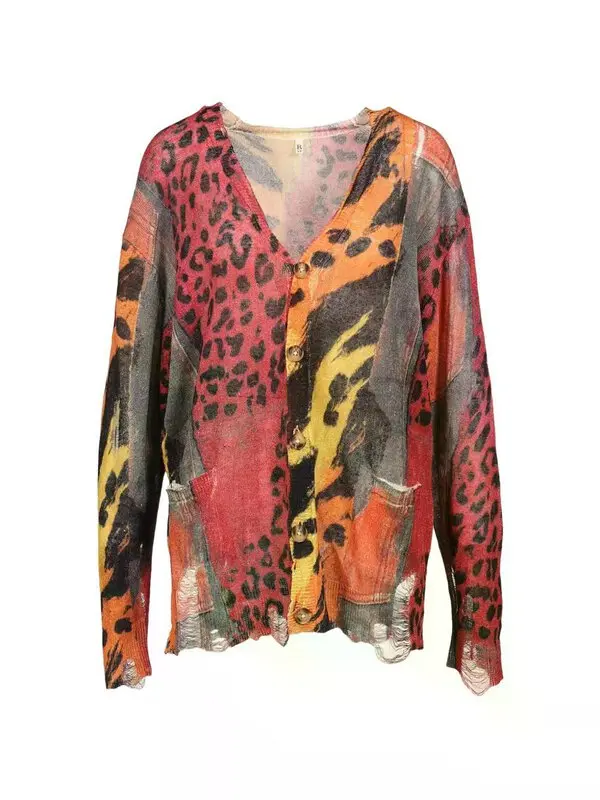 R13 Distressed Leopard-print Cardigan