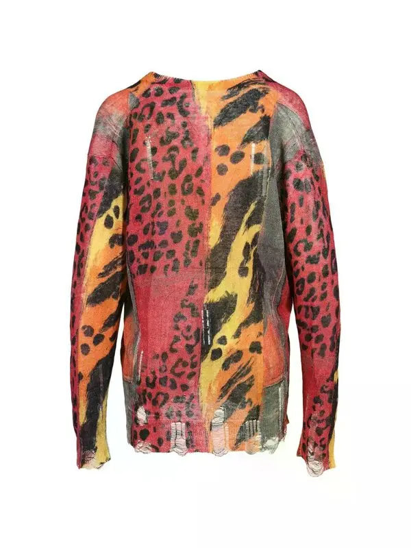 R13 Distressed Leopard-print Cardigan