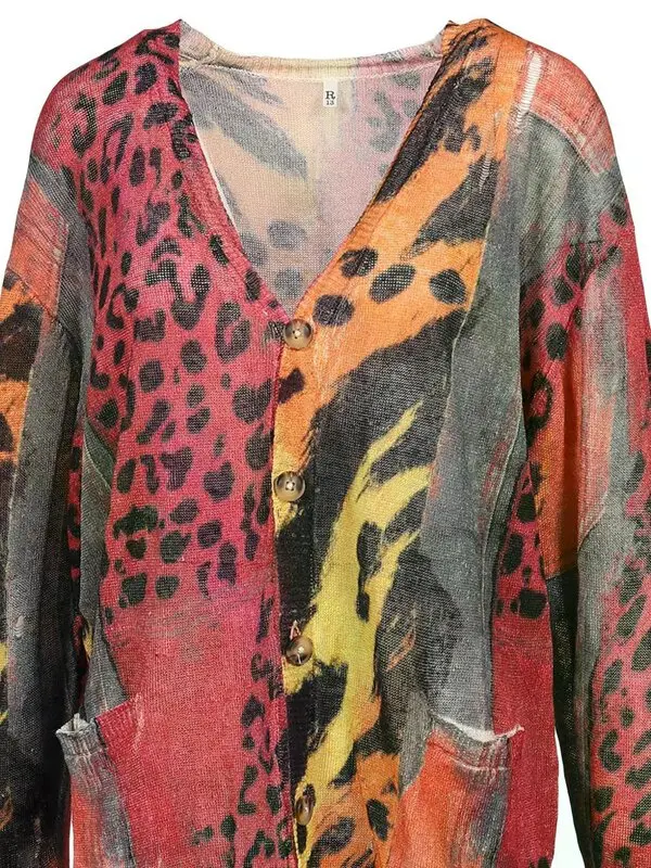 R13 Distressed Leopard-print Cardigan