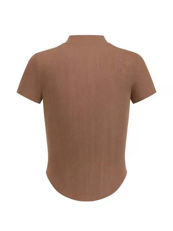 OUDE WAAG Knotted-neck Ribbed-knit T-shirt