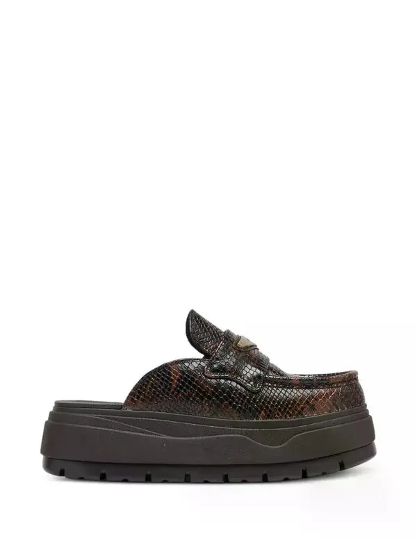 JORDAN Air Se Snake-effect Platform Loafer Mules - Brown