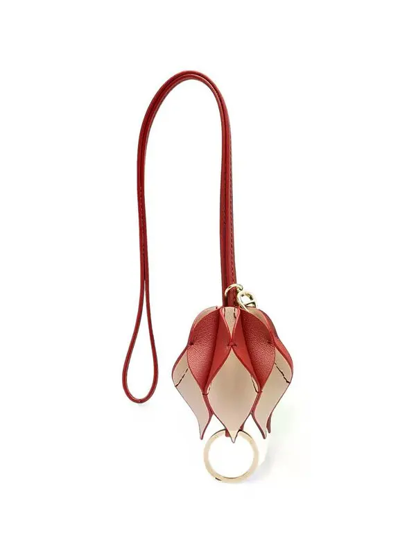 AIGNER Floral-motif Leather Keyring - Red