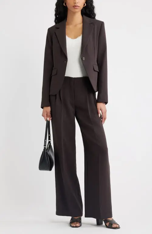 OPEN EDIT Curator Crepe Pleated Trousers - Brown Ganache