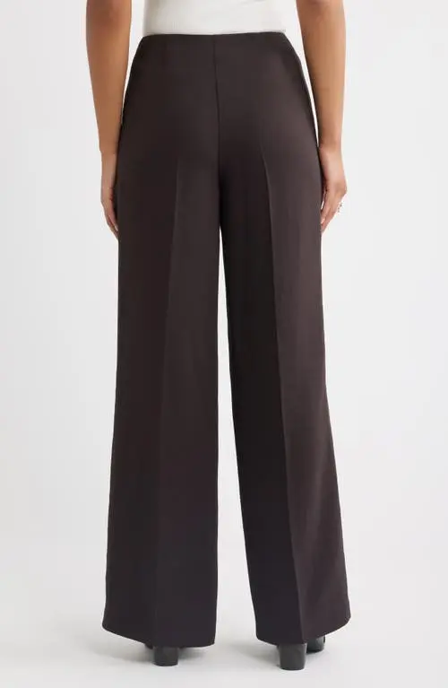OPEN EDIT Curator Crepe Pleated Trousers - Brown Ganache