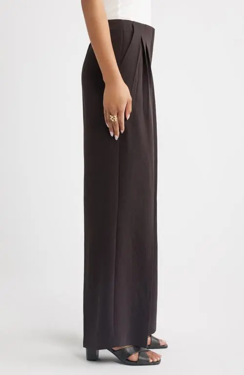 OPEN EDIT Curator Crepe Pleated Trousers - Brown Ganache