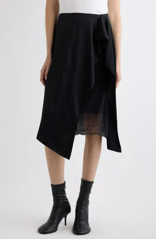 Acne Studios Asymmetric Ruffle Midi Skirt - Black