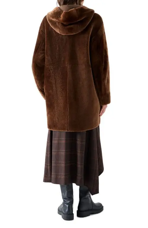 Akris Genuine Shearling Hooded Coat