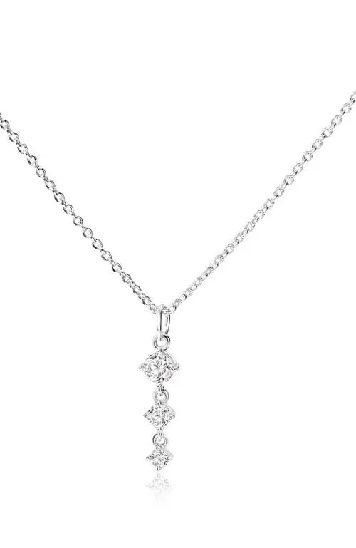 MINT & LILY Three Stone Drop Pendant Necklace - Silver