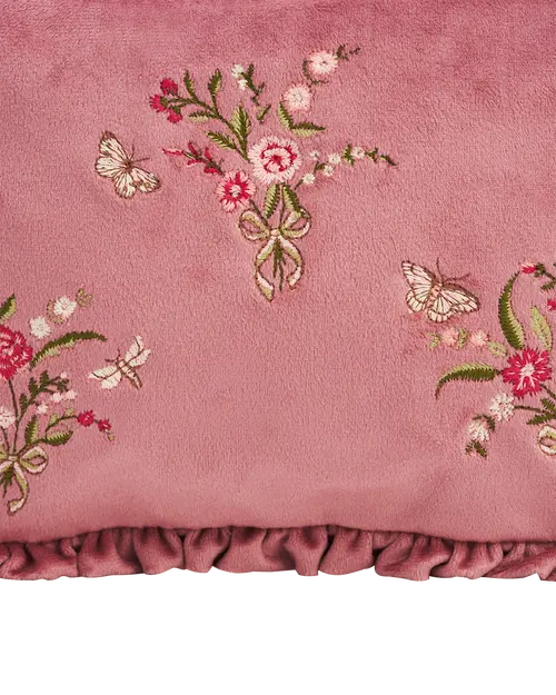 FABLE ENGLAND Floral Posy Velvet Embroidered Medium Pouch